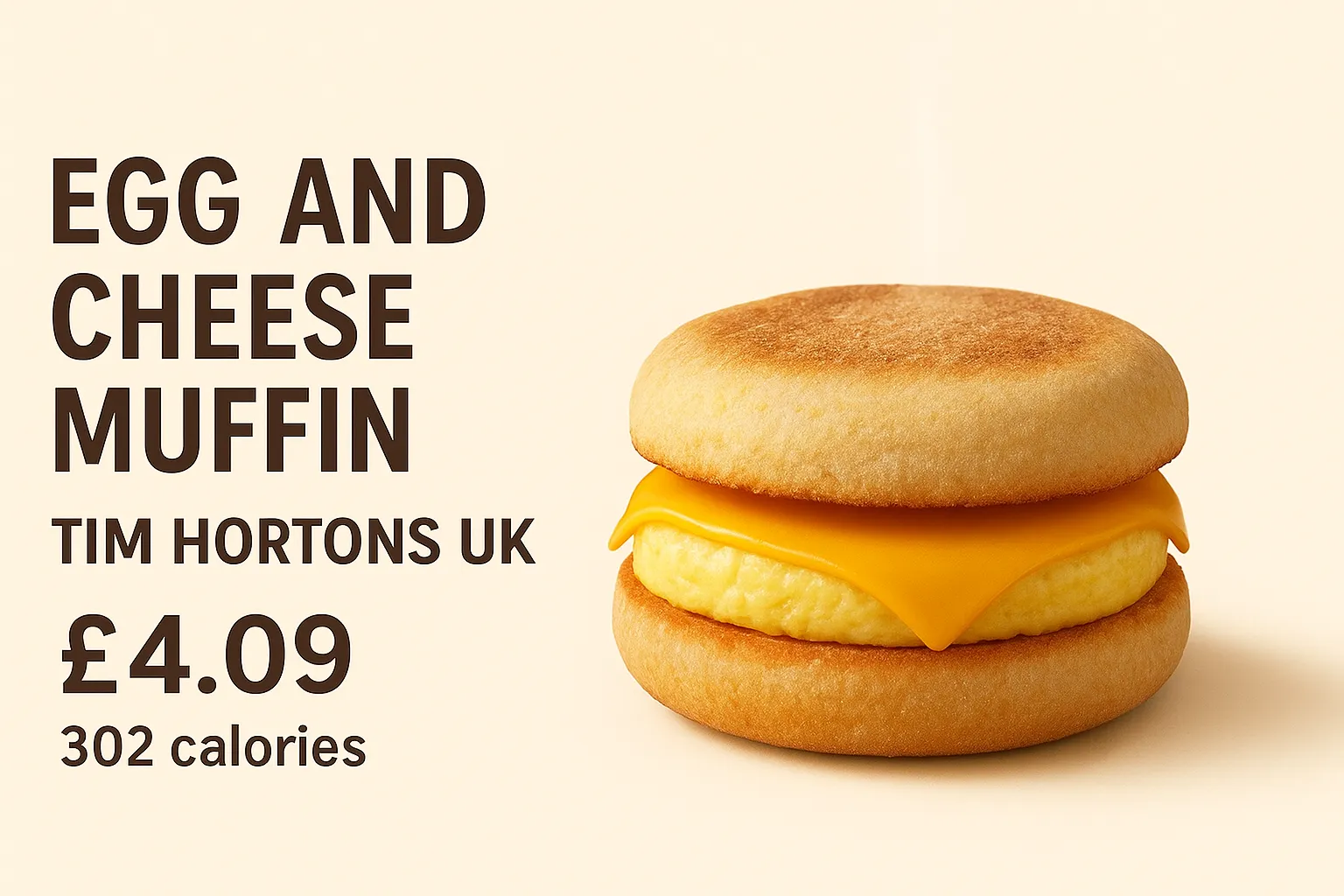 Egg and Cheese Muffin Tim Hortons UK — Price & Calories